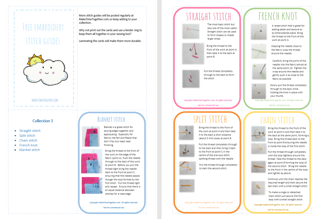 Printable Embroidery Stitch Guides – Make Time Together