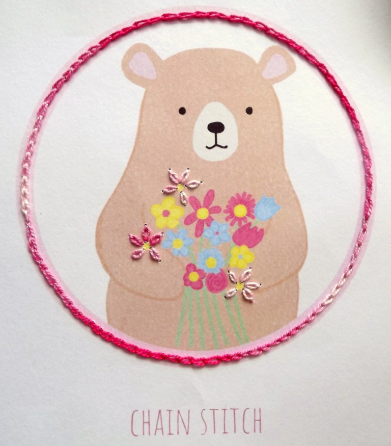 Free printable sewing card to learn chain stitch – Make Time Together