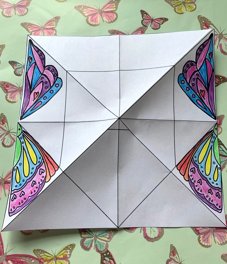 Origami Butterfly – free printable colouring activity – Make Time Together