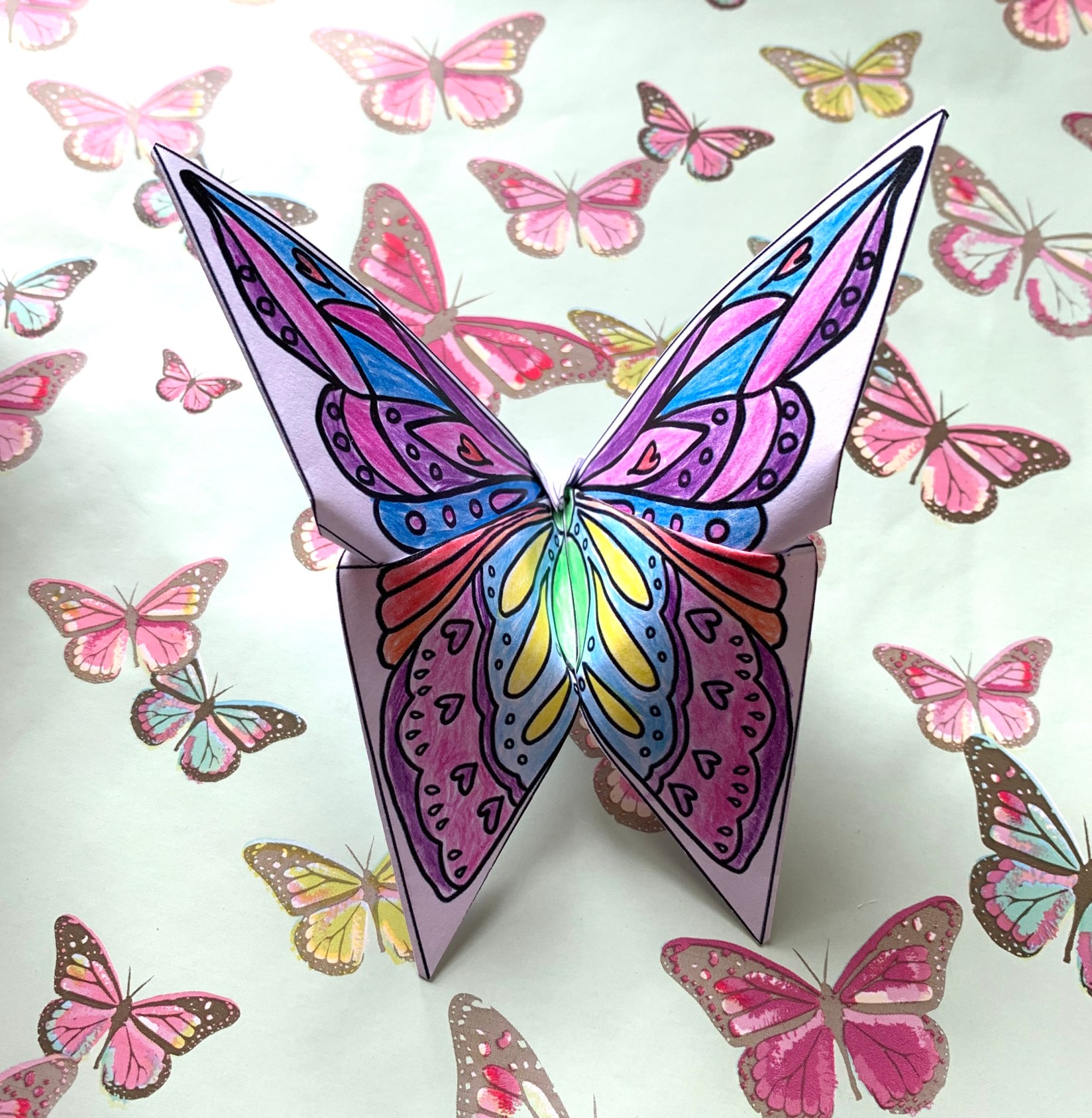 Origami Butterfly – free printable colouring activity – Make Time Together